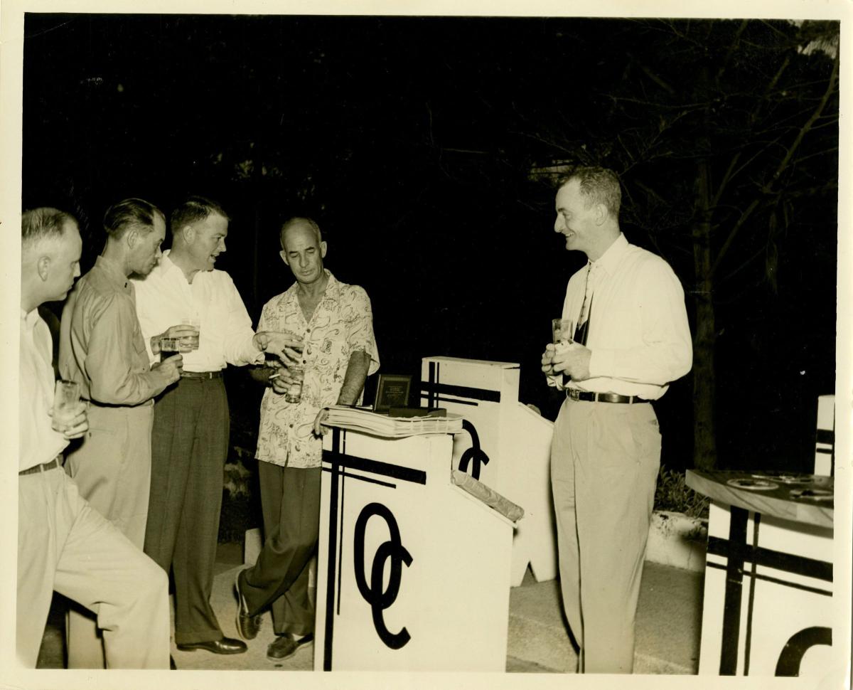 Captain Arnold McKechnie Receiving Gifts at his Farewell Party ...