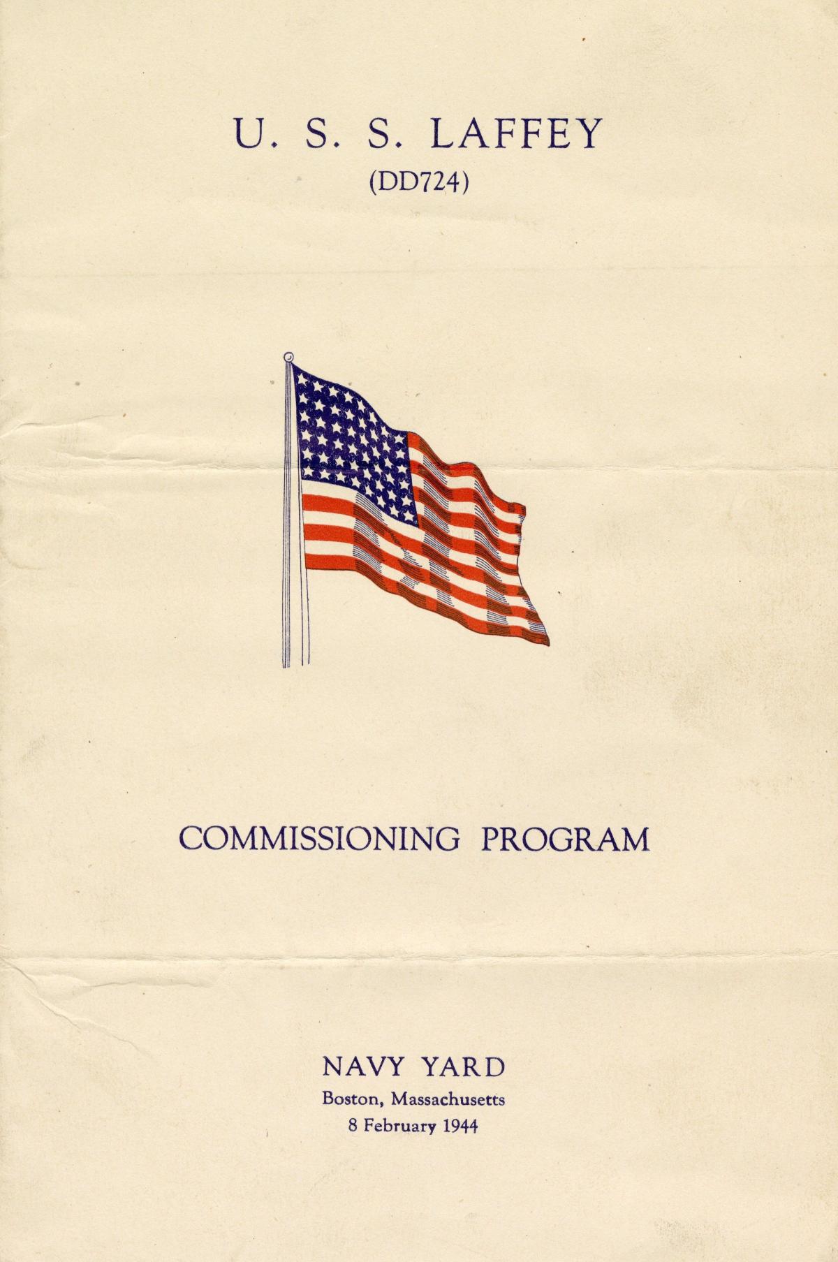 USS Laffey Commissioning Program from the Navy Yard at Boston ...