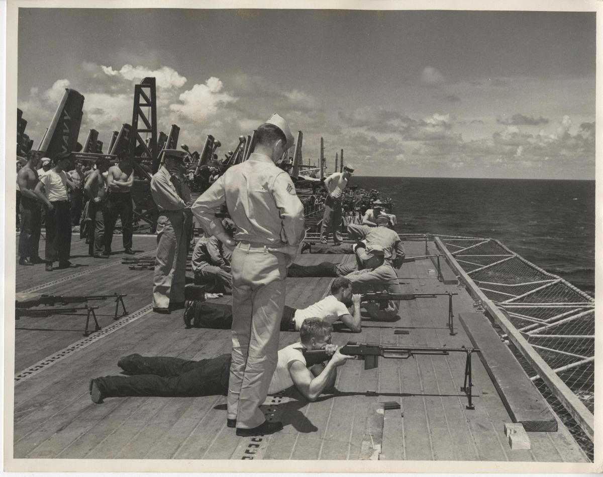 Marines Practice Firing their Rifles from the Flight Deck | Patriots ...