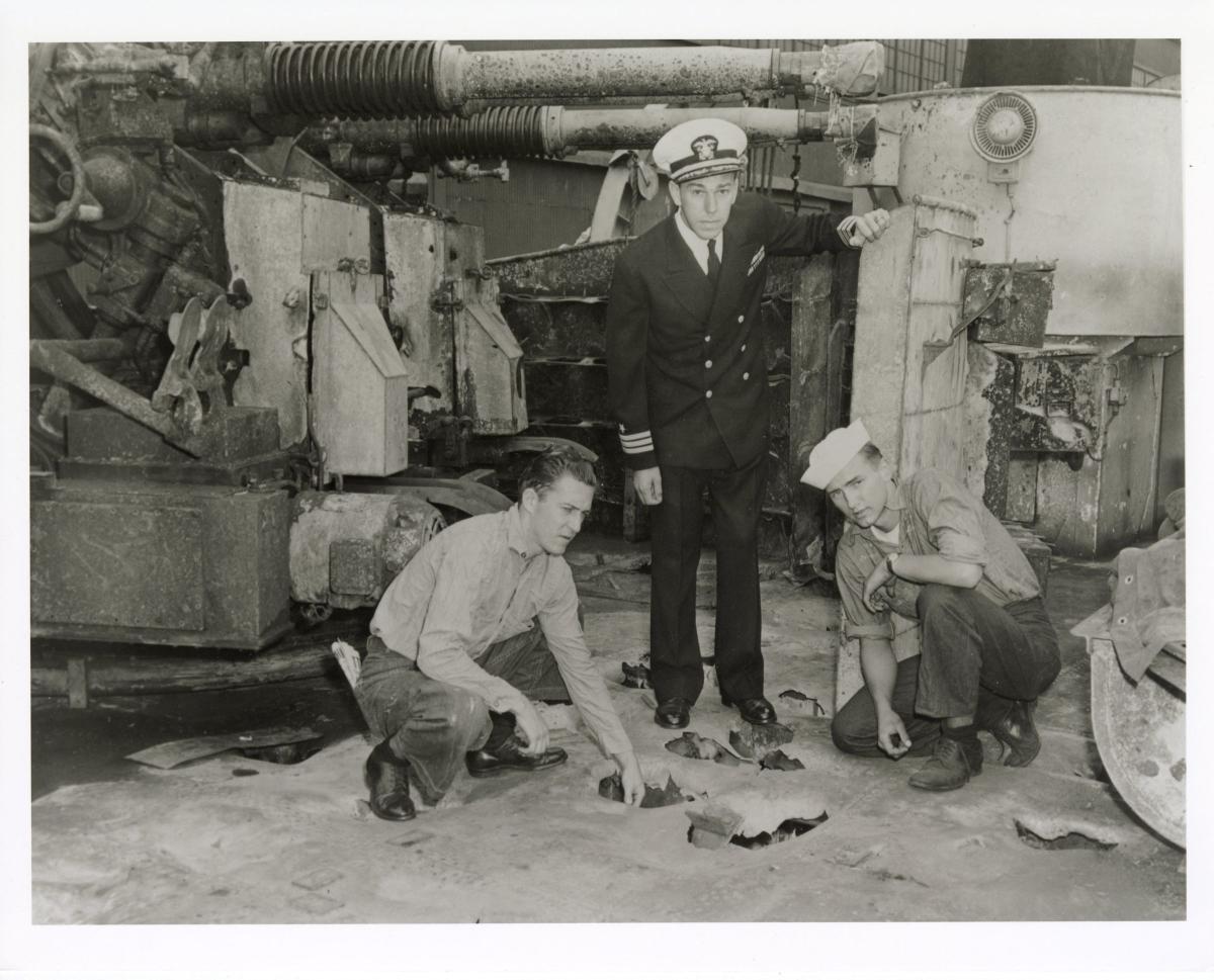 Captain Becton and his Men Inspect the Damage | Patriots Point Naval ...