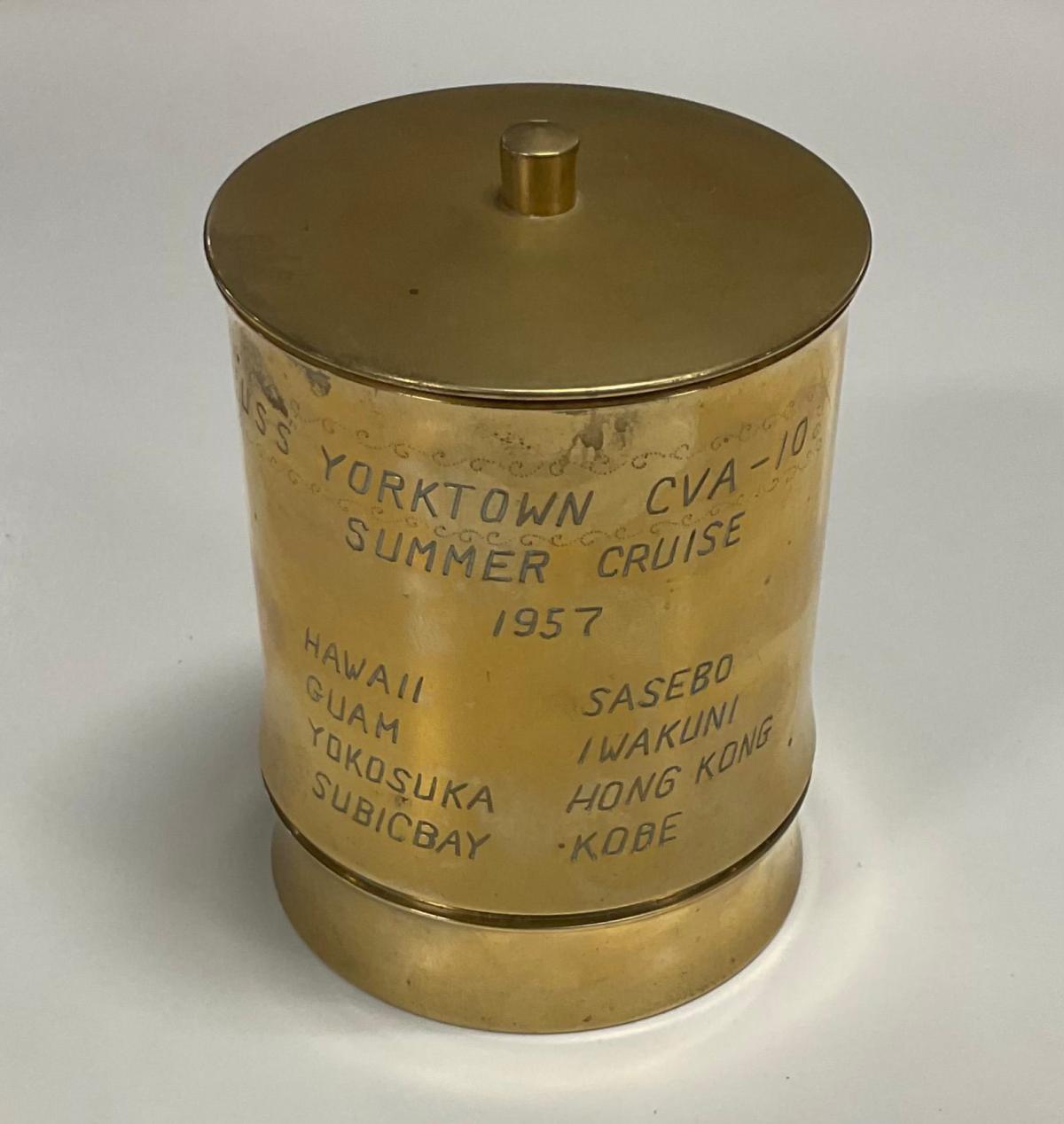 USS Yorktown (CVA-10) 1957 Brass Cruise Cup | Patriots Point Naval ...