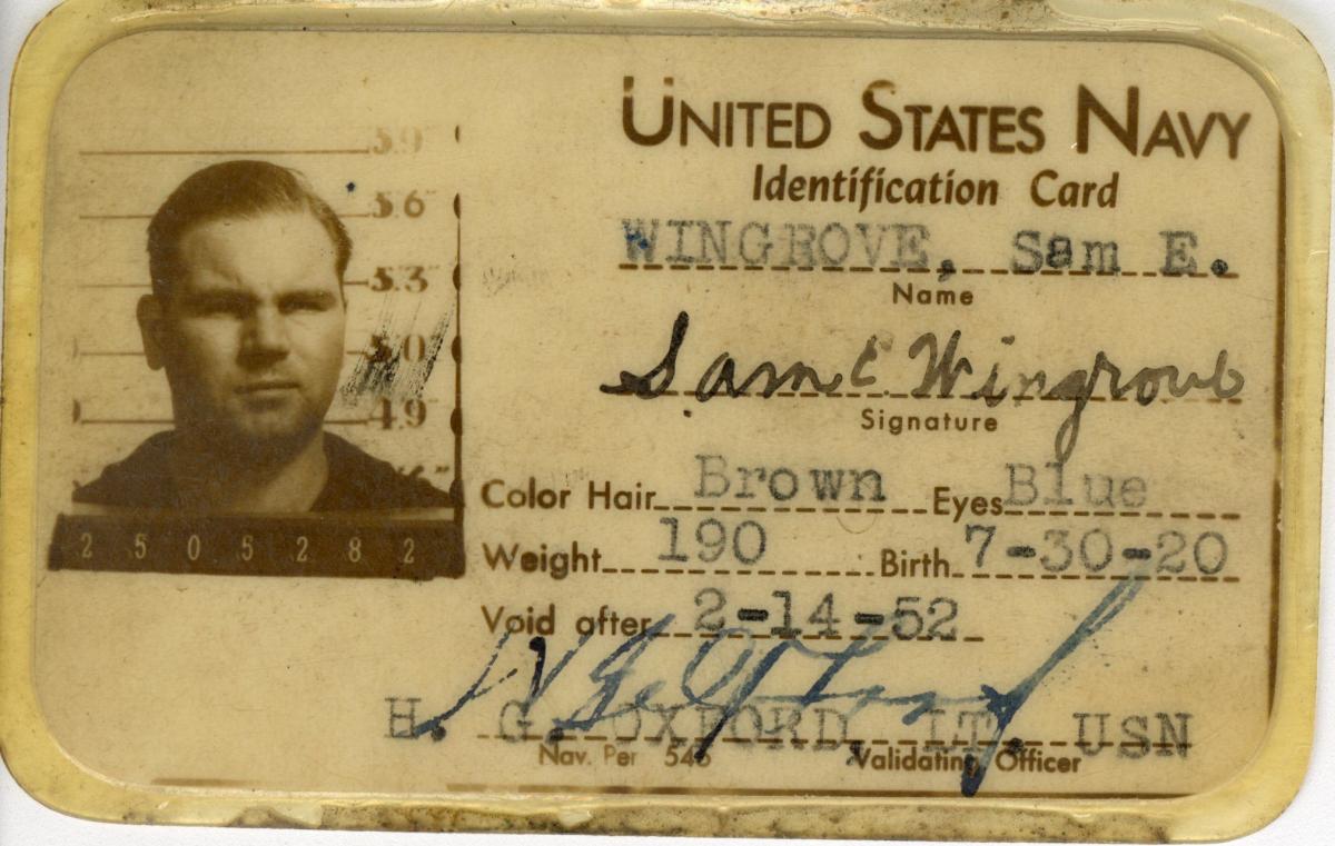 United States Navy Identification Card for Samuel Wingrove | Patriots ...
