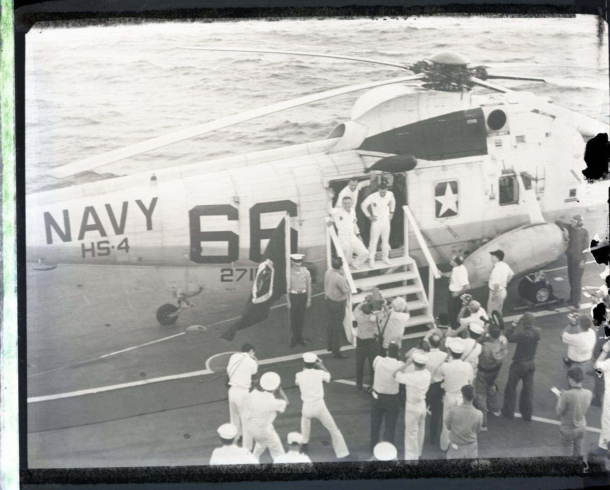 The Crew of Apollo 8 Arrives on The USS Yorktown (CVS-10) | Patriots ...