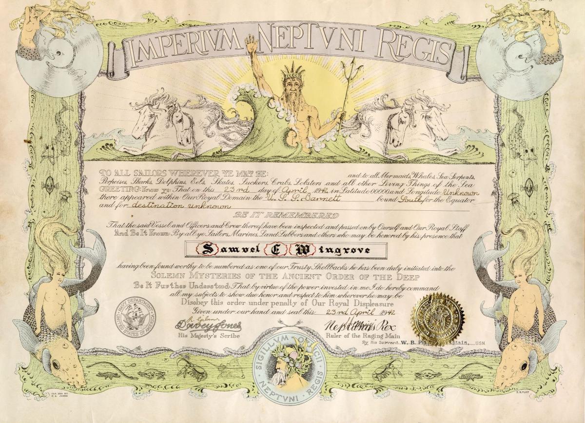 The Order of the Deep Certificate for Samuel Wingrove | Patriots Point ...