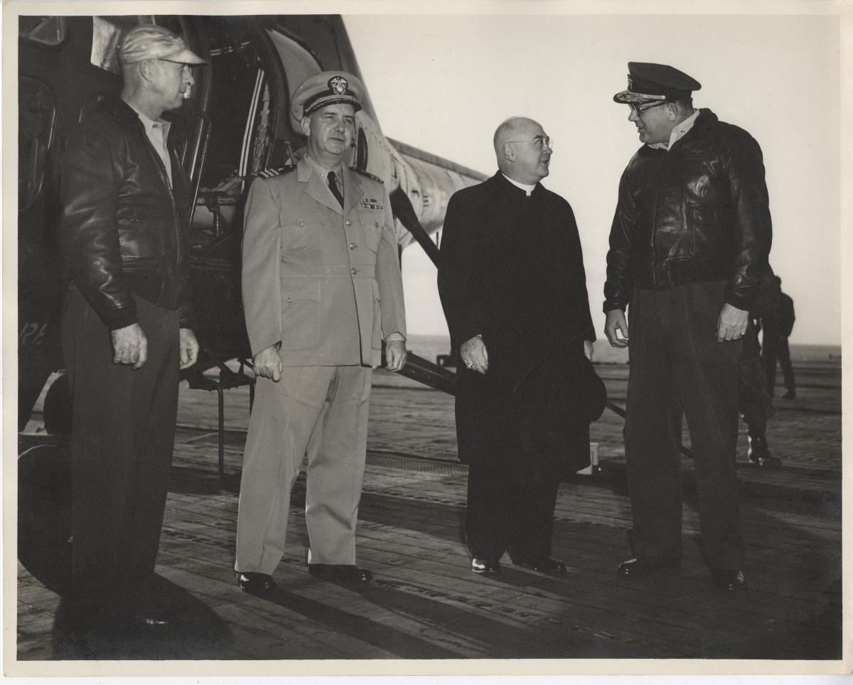 Captain McKechnie and Cardinal Francis Spellman Standing on the Flight ...