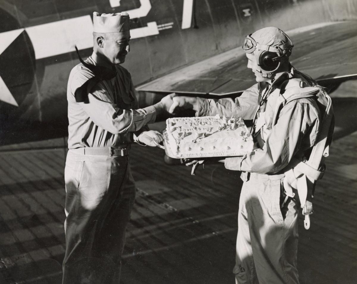 Captain Joseph "Jocko" Clark Congratulates Elisha "Smokey" Stover on ...