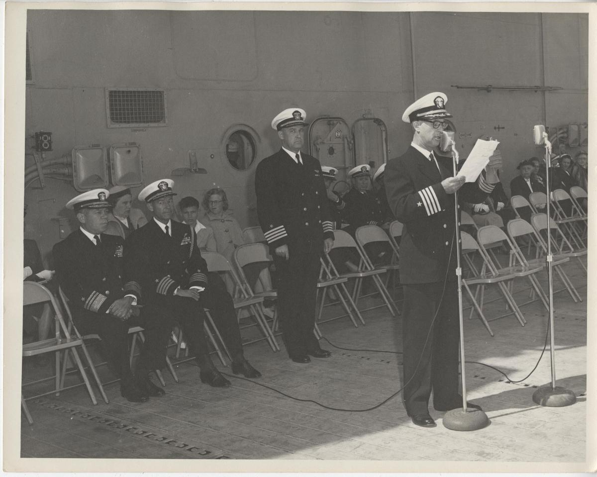 Captain Arnold W. McKechnie Assuming Command of the USS Yorktown (CVA ...
