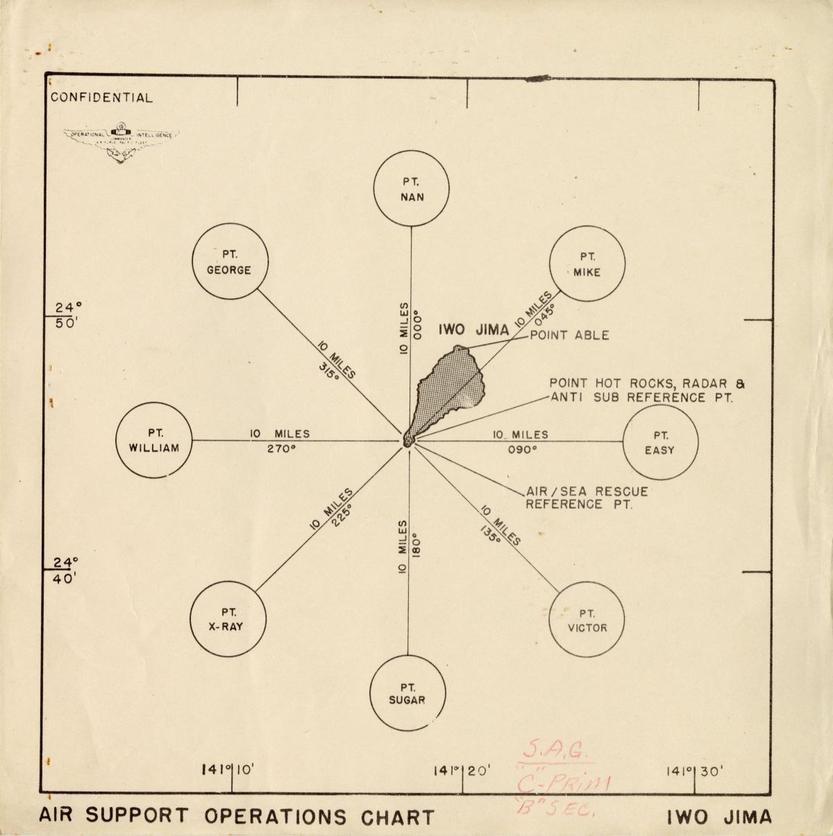 Air Support Operations Chart for Iwo Jima | Patriots Point Naval ...